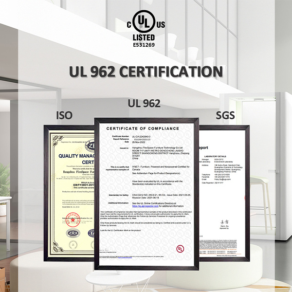 flexspace's phone pod products are UL 962 certified. - FlexSpace